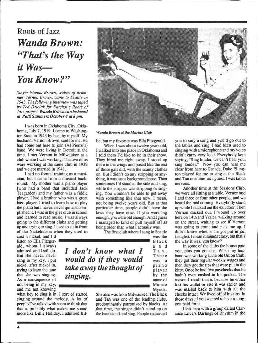 BROWN, WANDA | THE NORTHWEST MUSIC ARCHIVES