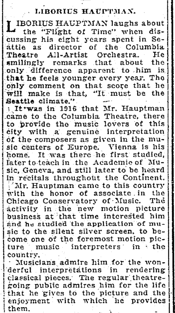 HAUPTMAN’S ALL-ARTIST ORCHESTRA | THE NORTHWEST MUSIC ARCHIVES